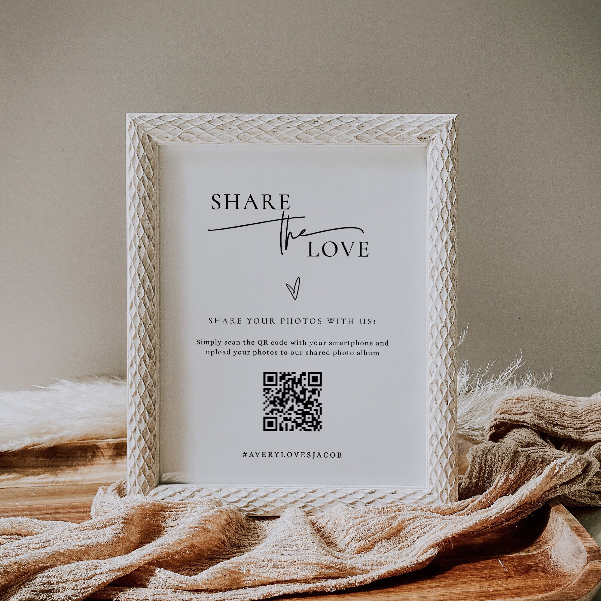 Share the Love Wedding QR Code Sign and Idea Cards, QR Code Wedding ...