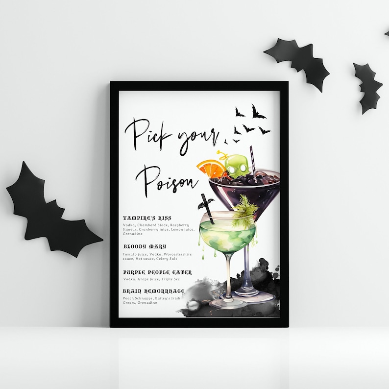 Halloween Pick Your Poison Bar Menu Template, Printable Drinks Sign ...