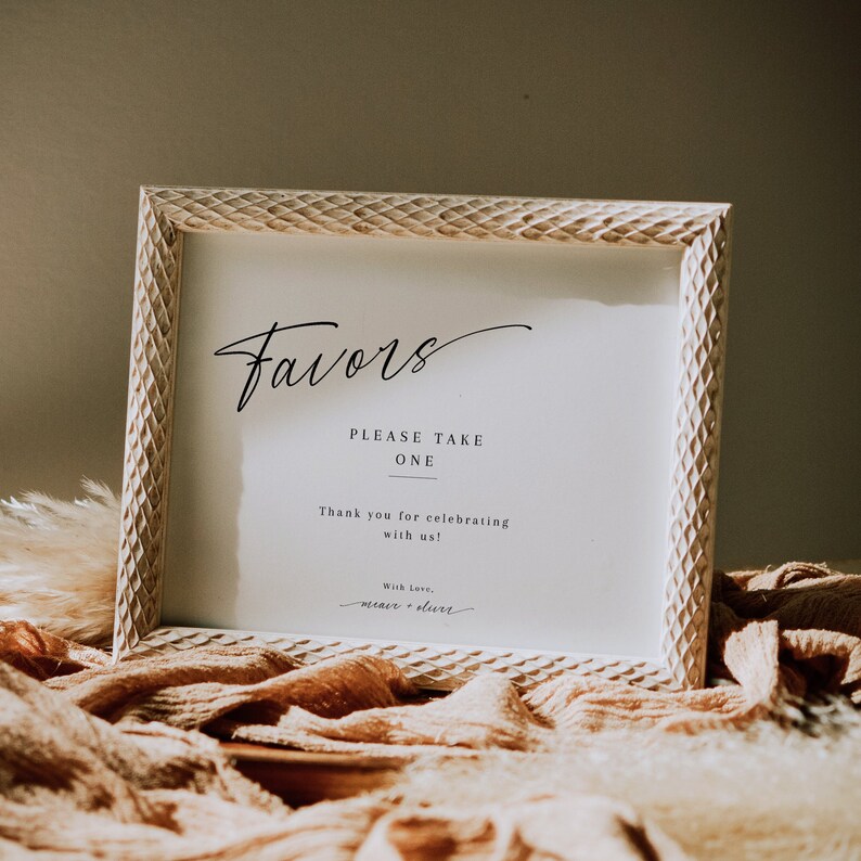 Minimalist Favors Sign, Wedding Favors Sign Template, Modern Printable ...