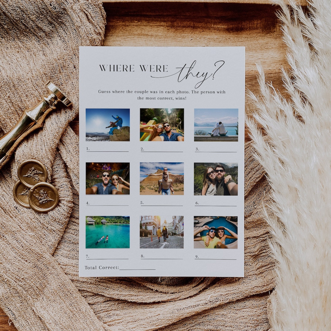 Where Were They Photo Game, Minimalist Bridal Shower Game, Guess the ...