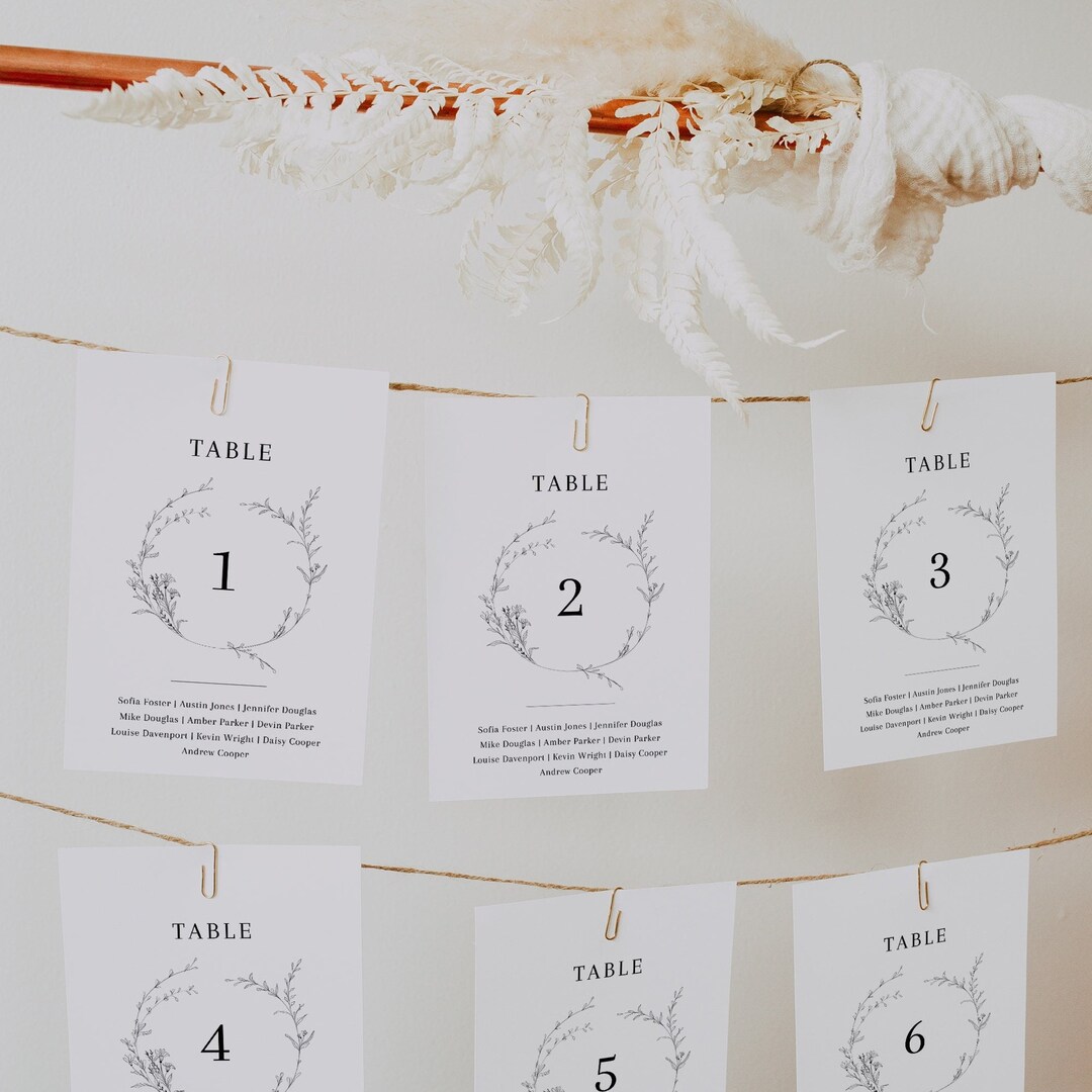 Modern Wedding Seating Chart Cards, Seating Chart Template, Printable ...