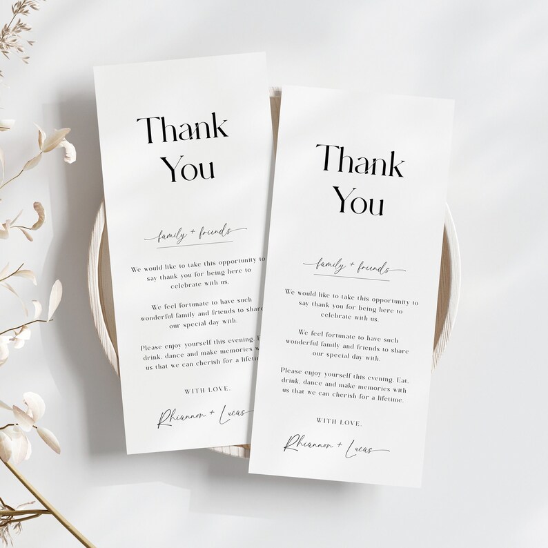 Modern Thank You Place Card, Thank You Napkin Note, Printable Thank You ...