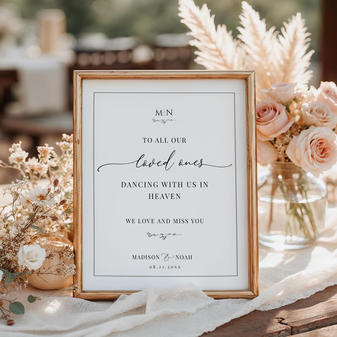 Wedding Memorial Sign, Dancing With Us in Heaven Memory Table Sign, in ...