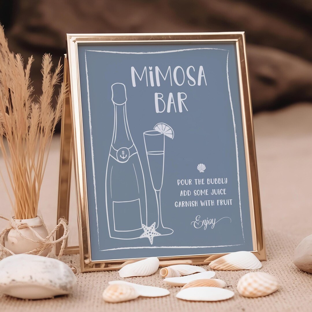 Mimosa Bar Sign Tropical, Last Toast on the Coast Bachelorette Mimosa ...