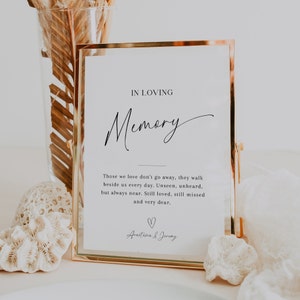 Minimalist Wedding Memorial Sign, in Loving Memory Sign, Printable ...