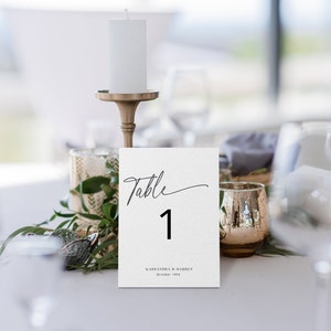 Wedding Table Numbers Printable, Minimalist Table Number Cards, Simple ...