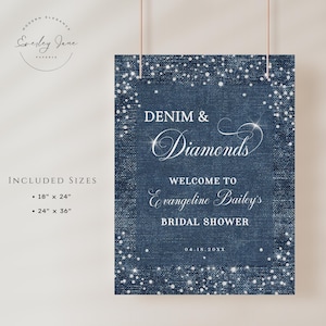 Denim and Diamonds Party Welcome Sign, Denim & Diamonds Bridal Shower ...