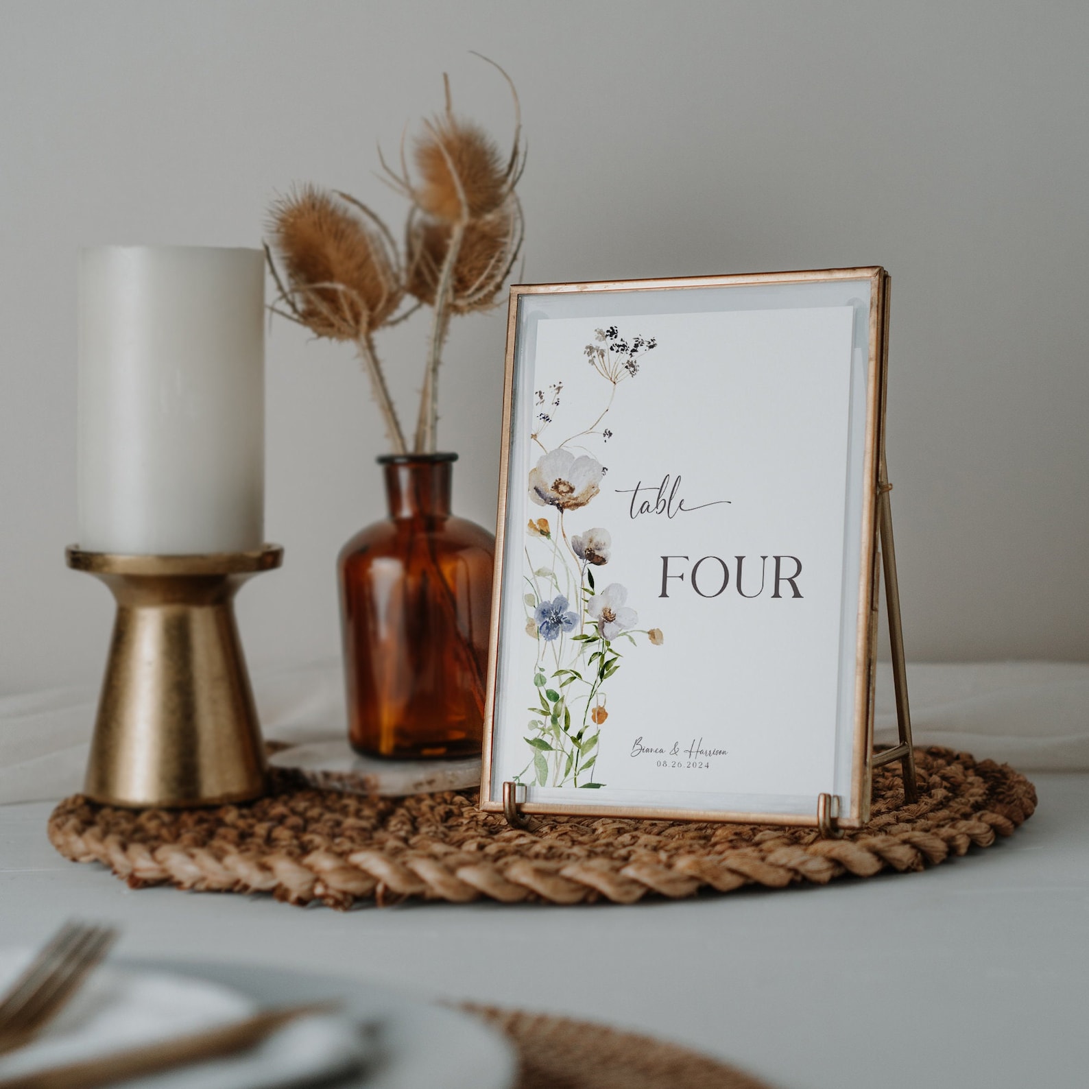 Wildflower Wedding Table Numbers Floral Table Number Card - Etsy