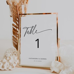 Wedding Table Numbers Printable, Minimalist Table Number Cards, Simple ...