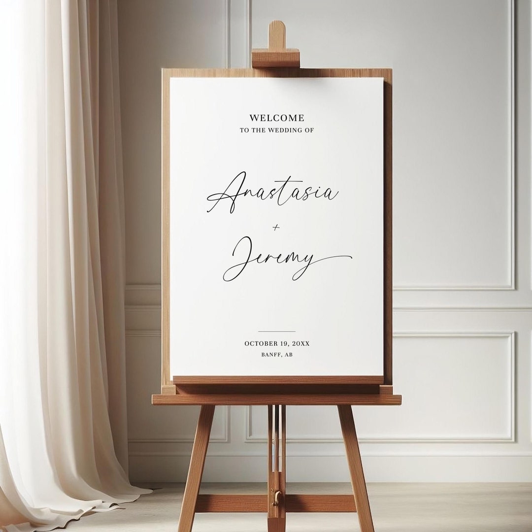 Minimalist Wedding Welcome Sign, Simple Wedding Welcome Sign, Large ...