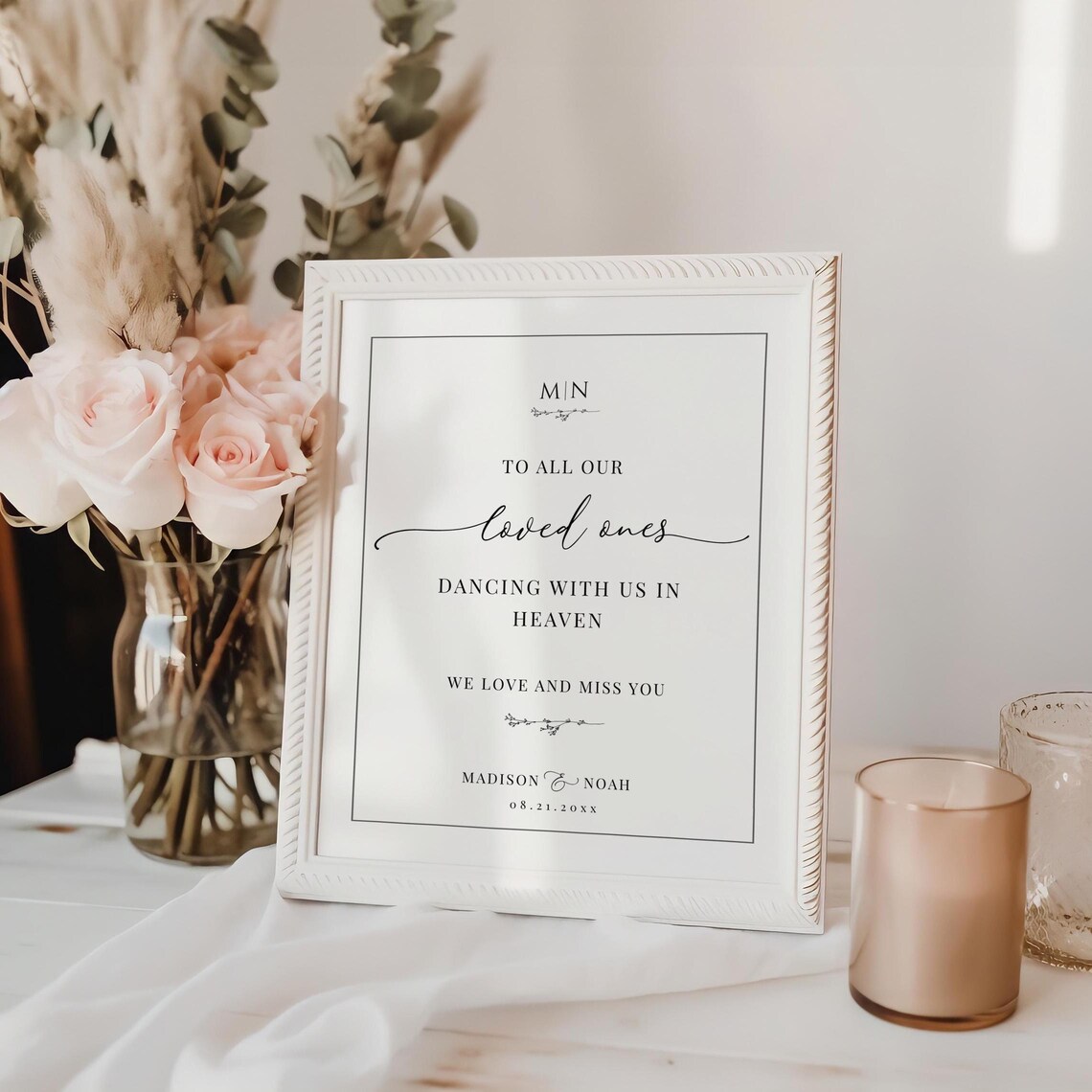 Wedding Memorial Sign, Dancing With Us in Heaven Memory Table Sign, in ...