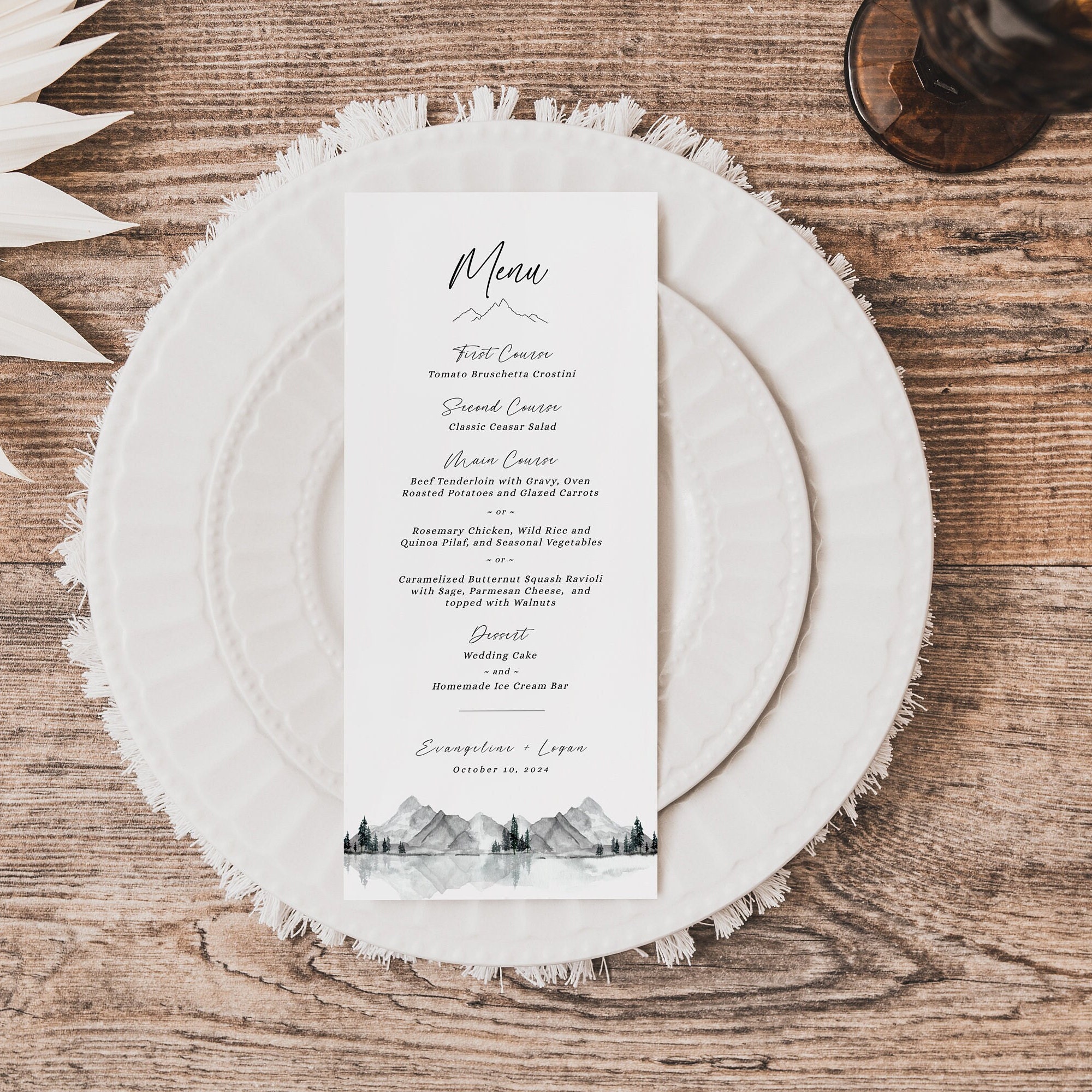 Rustic Wedding Menu Template Editable Dinner Menu Card - Etsy