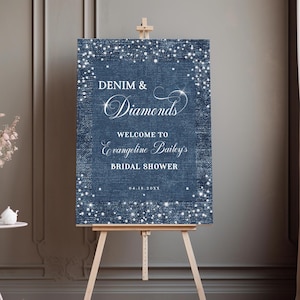 Denim and Diamonds Party Welcome Sign, Denim & Diamonds Bridal Shower ...
