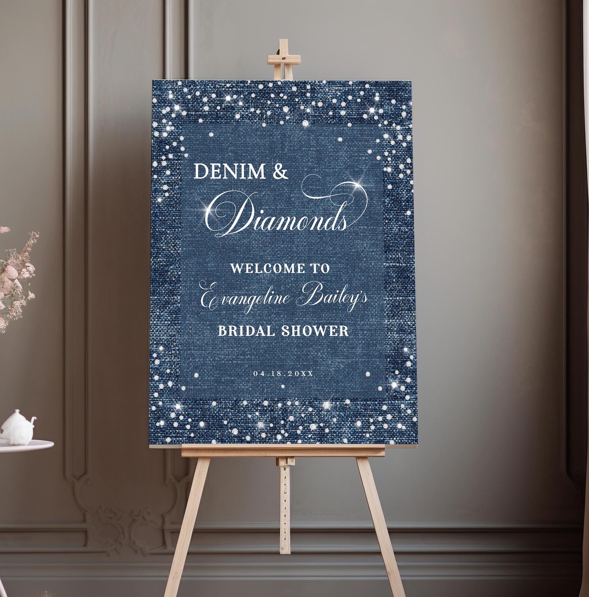 Denim and Diamonds Party Welcome Sign, Denim & Diamonds Bridal Shower ...