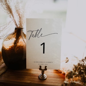 Wedding Table Numbers Printable, Minimalist Table Number Cards, Simple ...