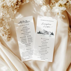 Rustic Wedding Program Template, Mountain Wedding Program, Order of Service, Ceremony Itinerary ...