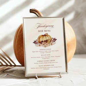 Thanksgiving Bar Menu Sign Template, Pumpkin Bar Menu, Friendsgiving ...