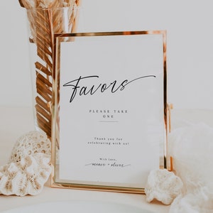 Minimalist Favors Sign, Wedding Favors Sign Template, Modern Printable ...