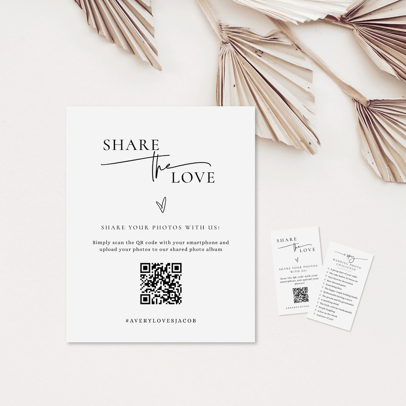 Share the Love Wedding QR Code Sign and Idea Cards, QR Code Wedding ...