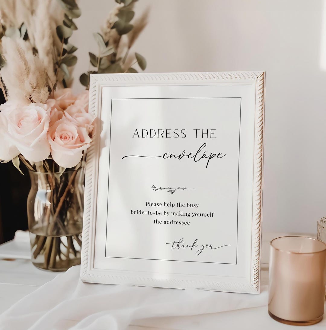 Address the Envelope Sign Bridal Shower, Minimalist Write Your Address ...