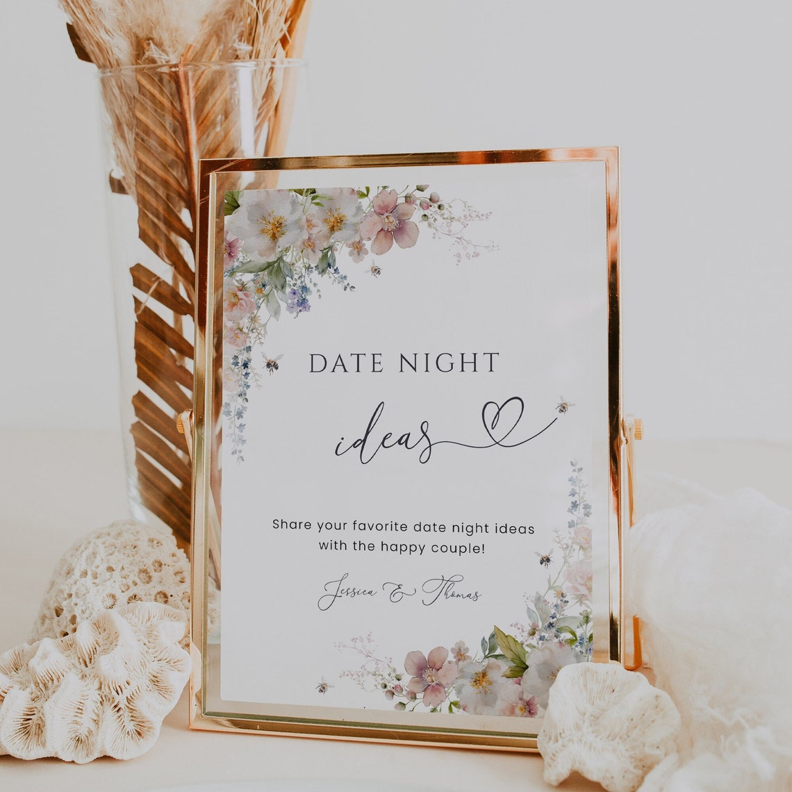Date Night Ideas Sign Template, Bee Bridal Shower Game, Bride to Bee ...