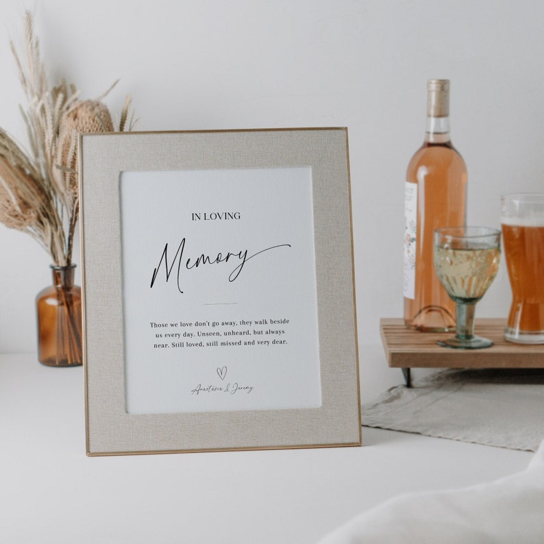 Minimalist Wedding Memorial Sign, in Loving Memory Sign, Printable ...