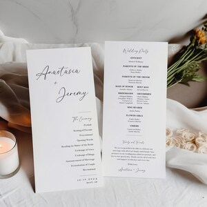 Minimalist Wedding Program Template, Modern Order of Service, Wedding Ceremony Itinerary ...