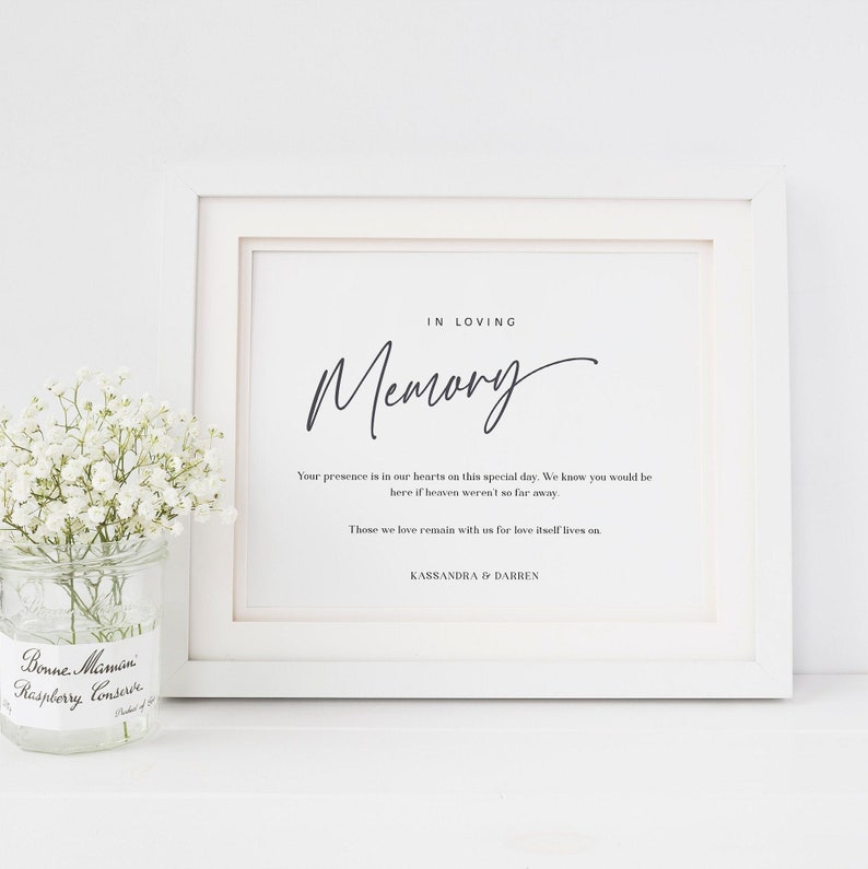 Simple in Loving Memory Sign, Wedding Memorial Sign, Printable ...