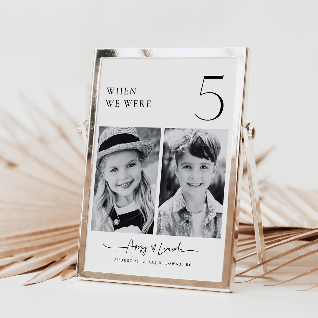 When We Were Age Photo Table Number Template, Photo Table Numbers ...