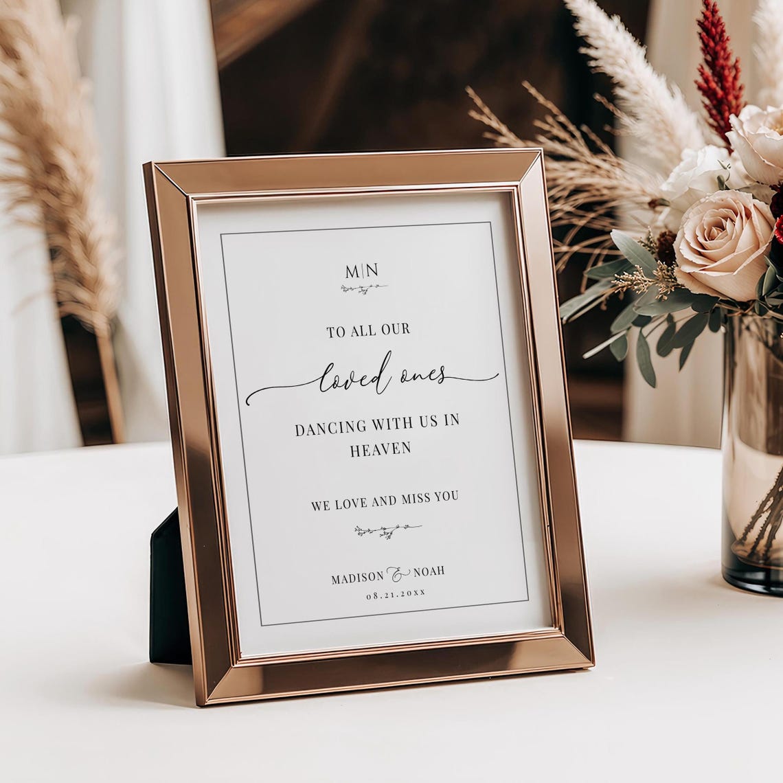 Wedding Memorial Sign, Dancing With Us in Heaven Memory Table Sign, in ...