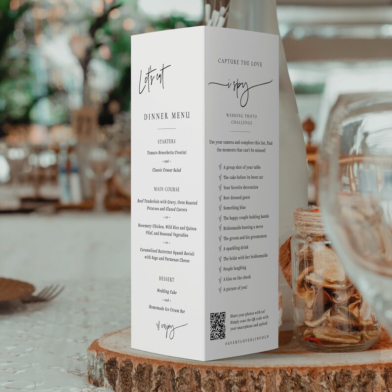 Tri-fold Wedding Table Number Template, Trifold Table Number & Menu ...