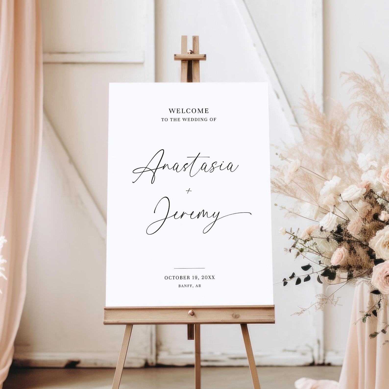 Minimalist Wedding Welcome Sign, Simple Wedding Welcome Sign, Large ...