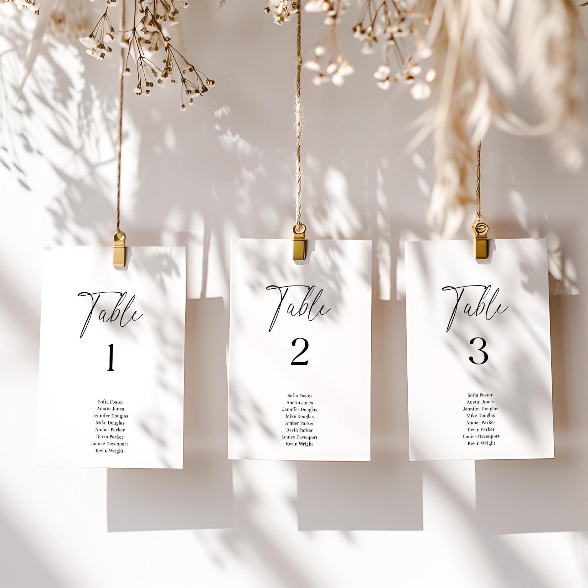 Minimalist Wedding Seating Chart Cards, Modern Seating Cards, Seating ...