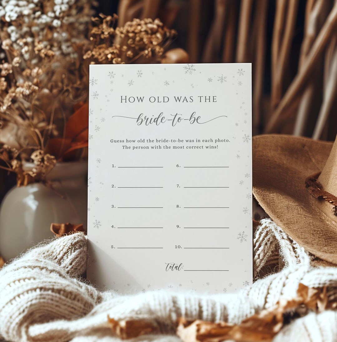 How Old Was the Bride to Be Game, Snow in Love Bridal Shower Game ...