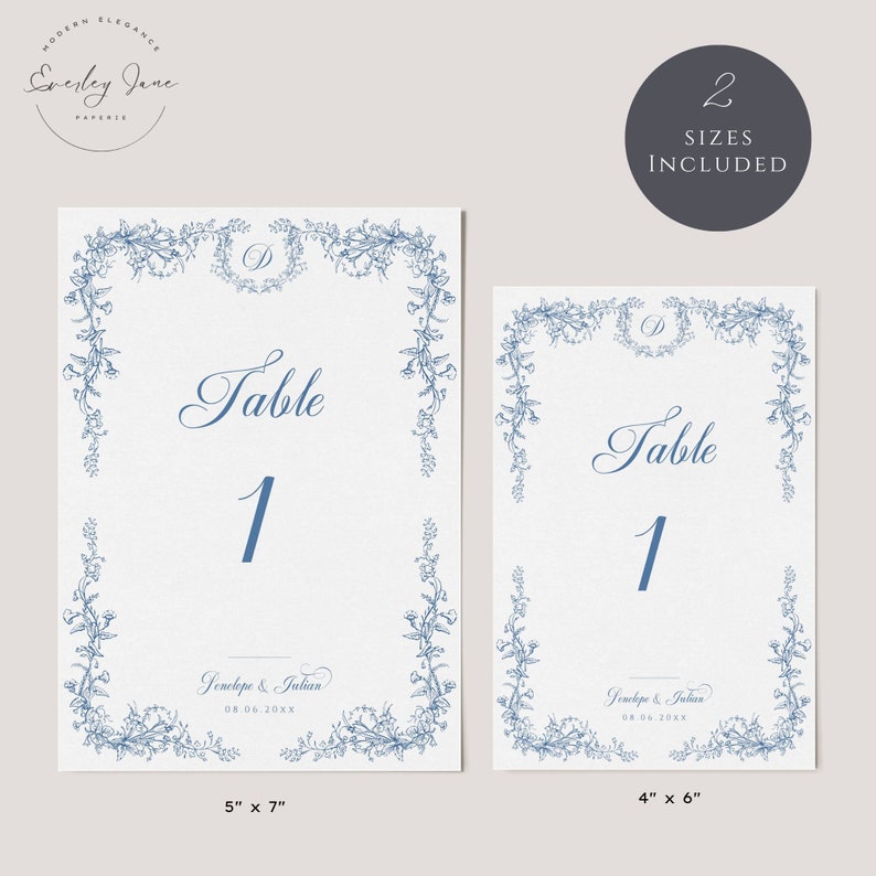 Dusty Blue Wedding Table Numbers, Vintage Floral Table Numbers, French ...