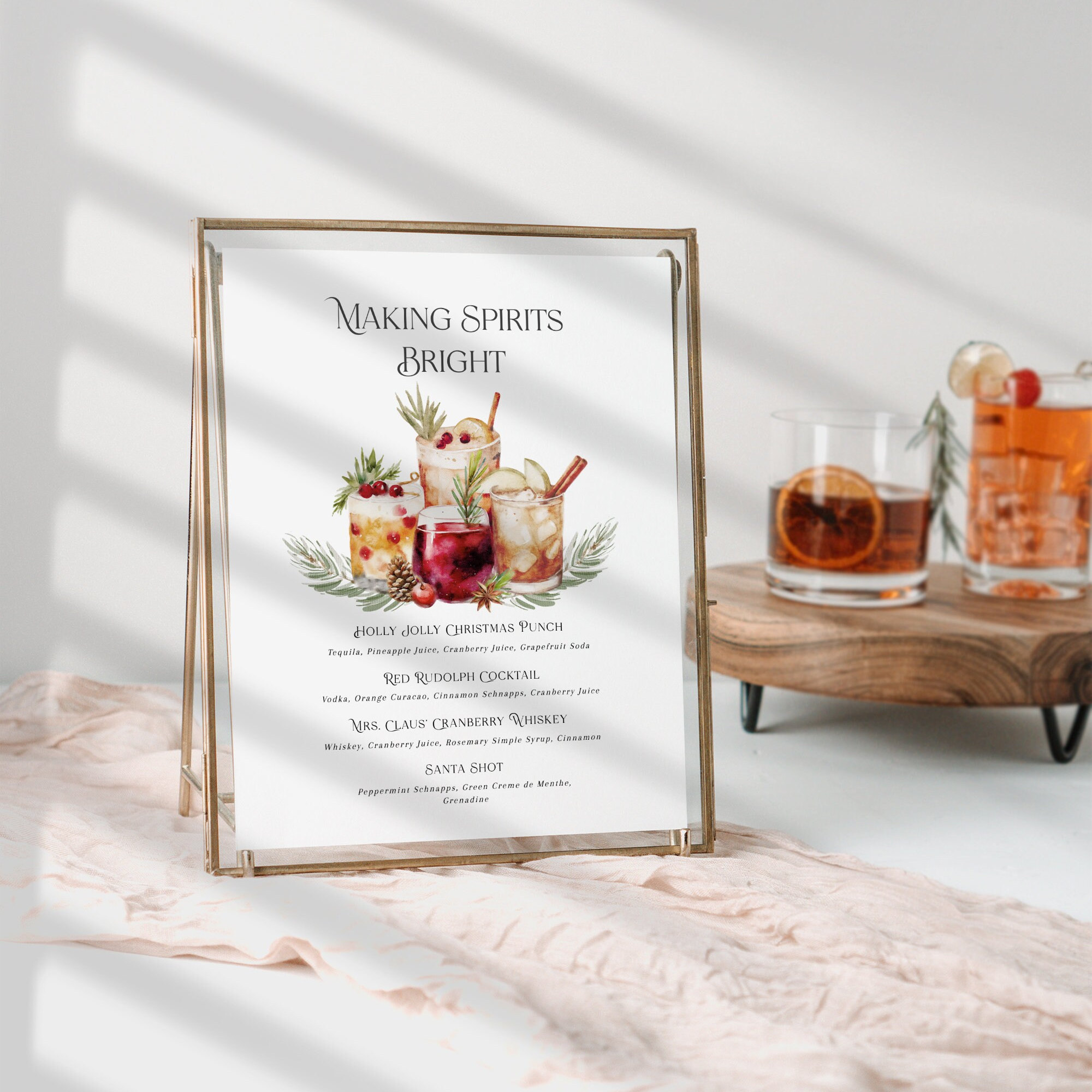 Christmas Bar Menu Sign Template, Holiday Bar Sign, Christmas Party ...