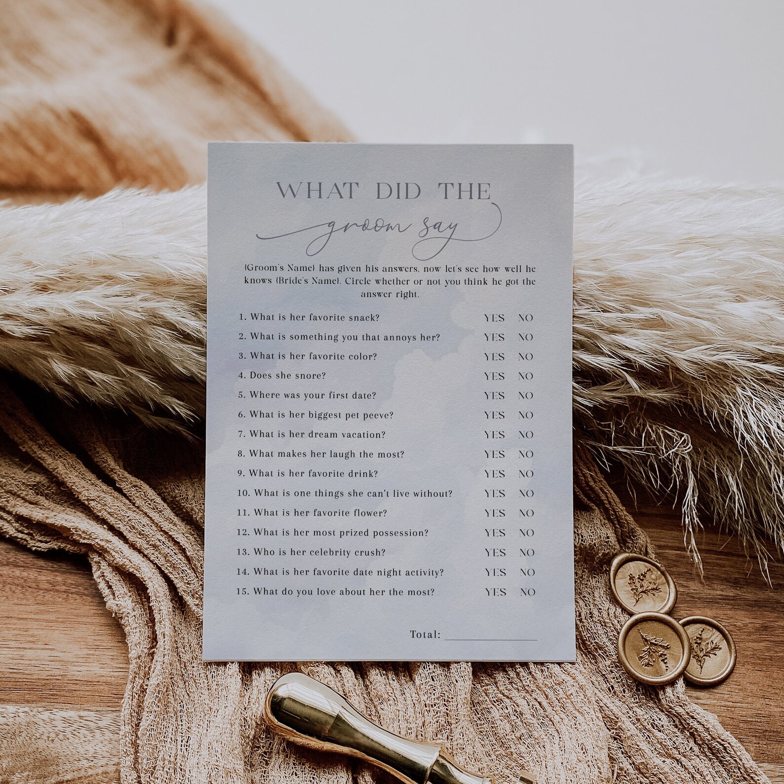 What Did the Groom Say Game, Cloud Nine Bridal Shower Game, Printable ...