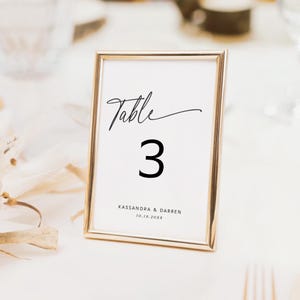 Wedding Table Numbers Printable, Minimalist Table Number Cards, Simple ...