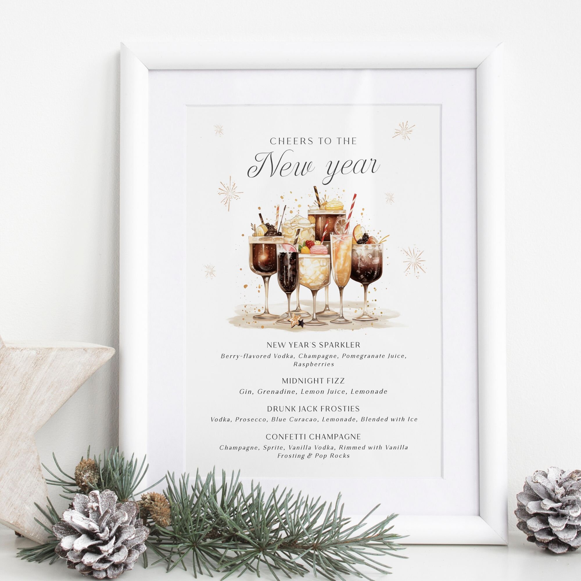 New Years Eve Bar Menu Sign Template, Holiday Bar Sign, New Years Party ...