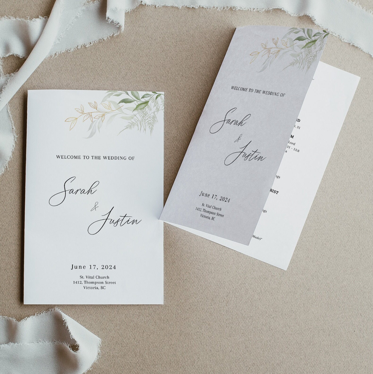 Minimalist Wedding Program Template Modern Order of Service - Etsy