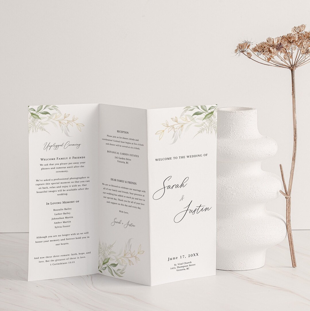 Trifold Wedding Program Template, Church Ceremony Program, Catholic ...
