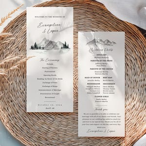 Rustic Wedding Program Template, Mountain Wedding Program, Order of Service, Ceremony Itinerary ...