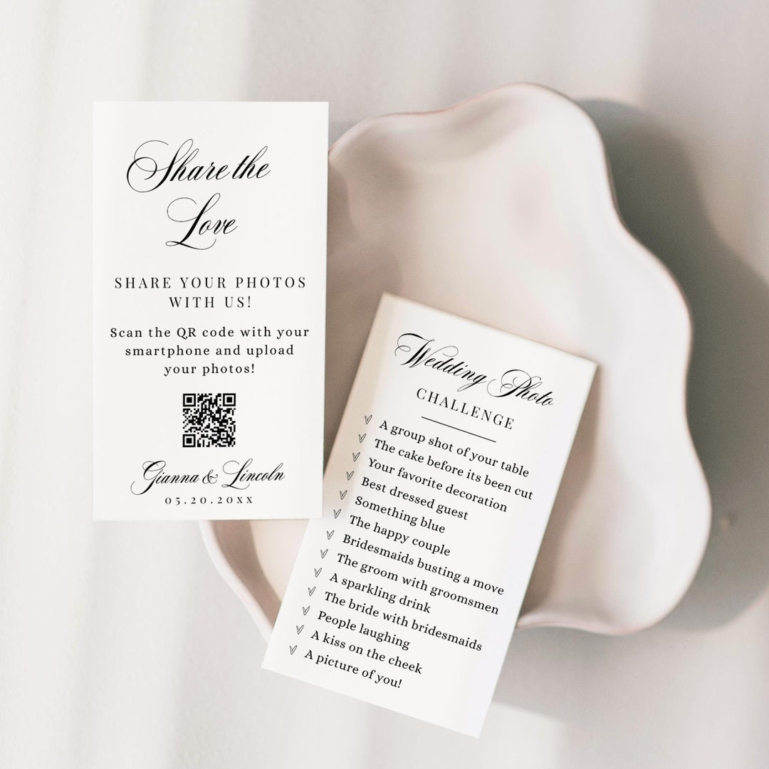 Share the Love Wedding QR Code Card, Wedding Photo Card, QR Code ...