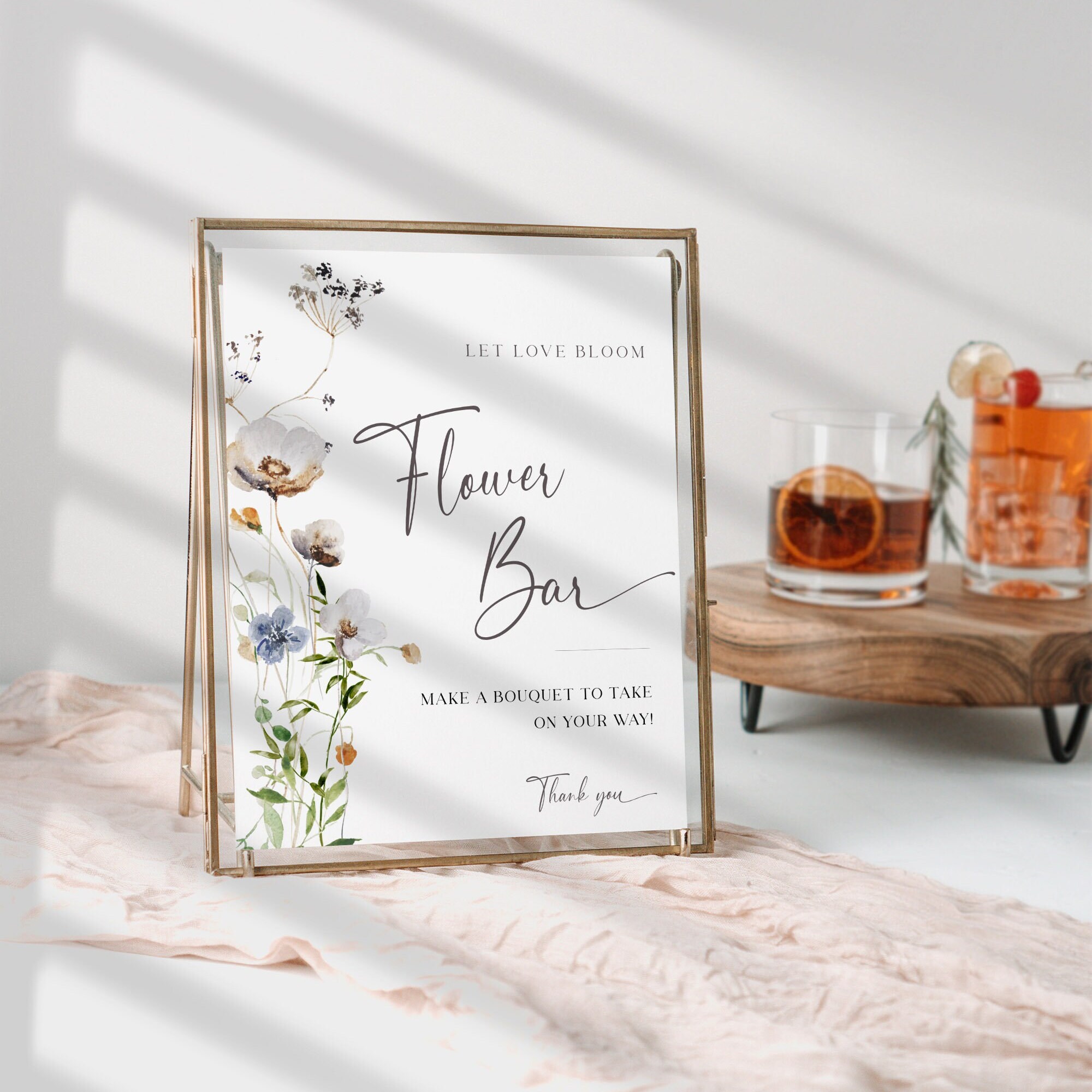 Flower Bar Sign, Wildflower Bar Sign Template, Bouquet Bar Sign ...