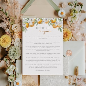 Left Right Bridal Shower Game, Citrus Bridal Shower Game, Bridal Pass ...