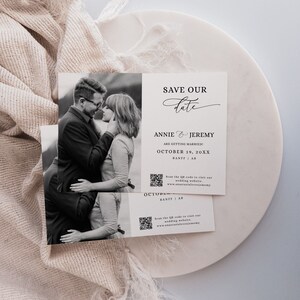 Save the Date With Photo and QR Code, Editable QR Code Save the Date ...