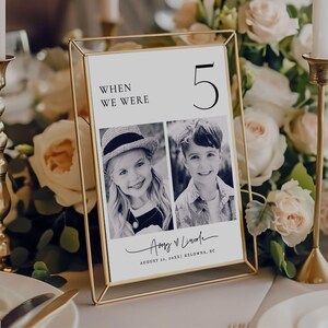 When We Were Age Photo Table Number Template, Photo Table Numbers ...