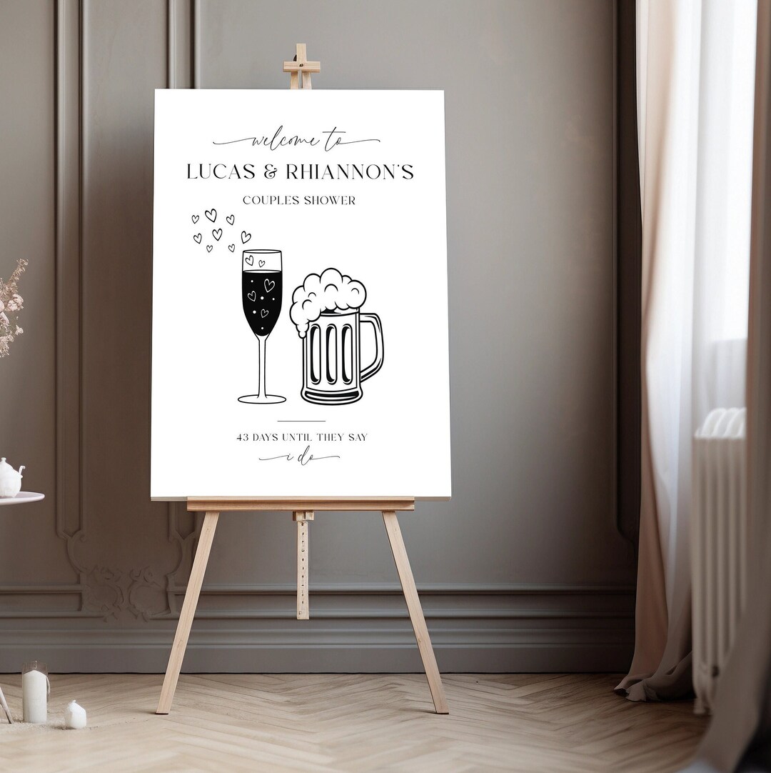 Bubbles and Brews Welcome Sign, Couples Shower Welcome Sign, Engagement ...