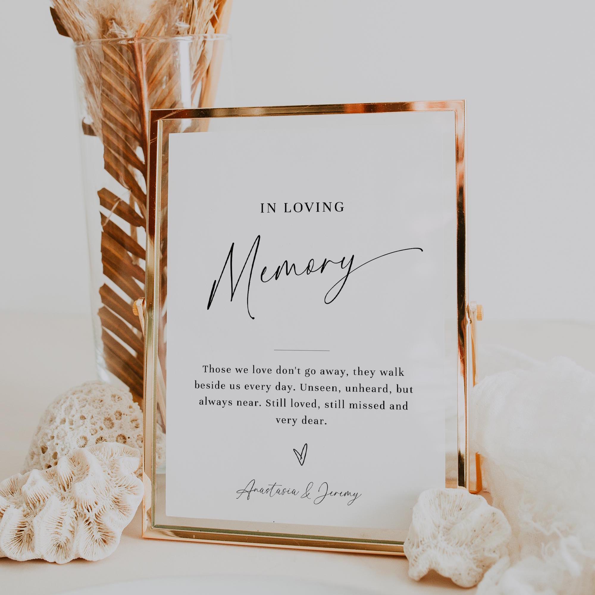 Minimalist Wedding Memorial Sign, in Loving Memory Sign, Printable ...