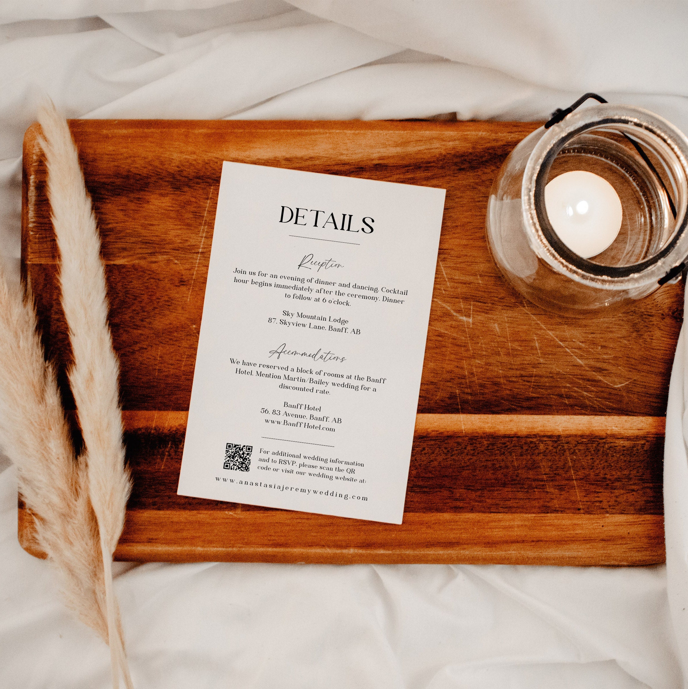 Minimalist Wedding Detail Card Template, Detail Card With QR Code ...